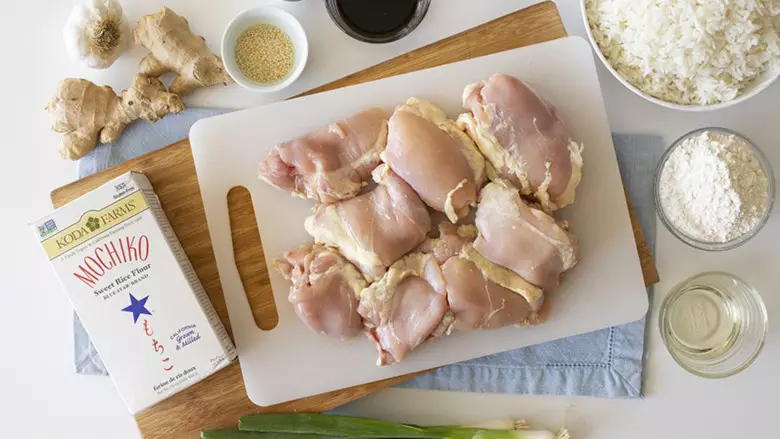 Zutaten fir gebakene Mochiko Poulet