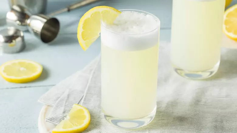Gin fizz dengan irisan lemon