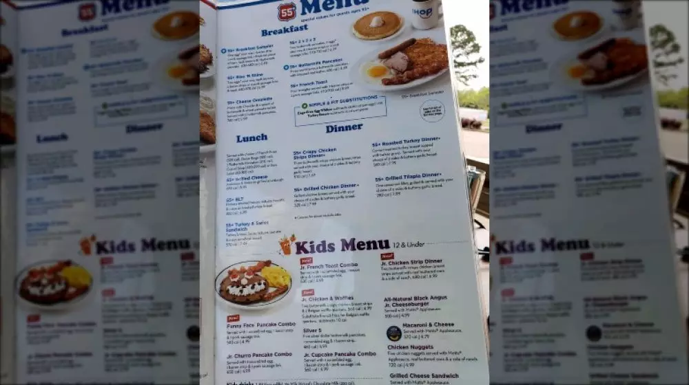 menu IHOP