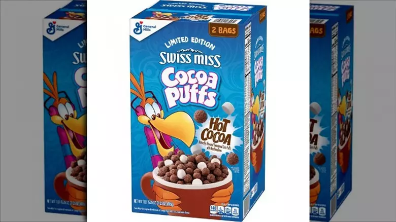 Škatla vročih kakavovih žit Miss Cocoa Puffs Swiss