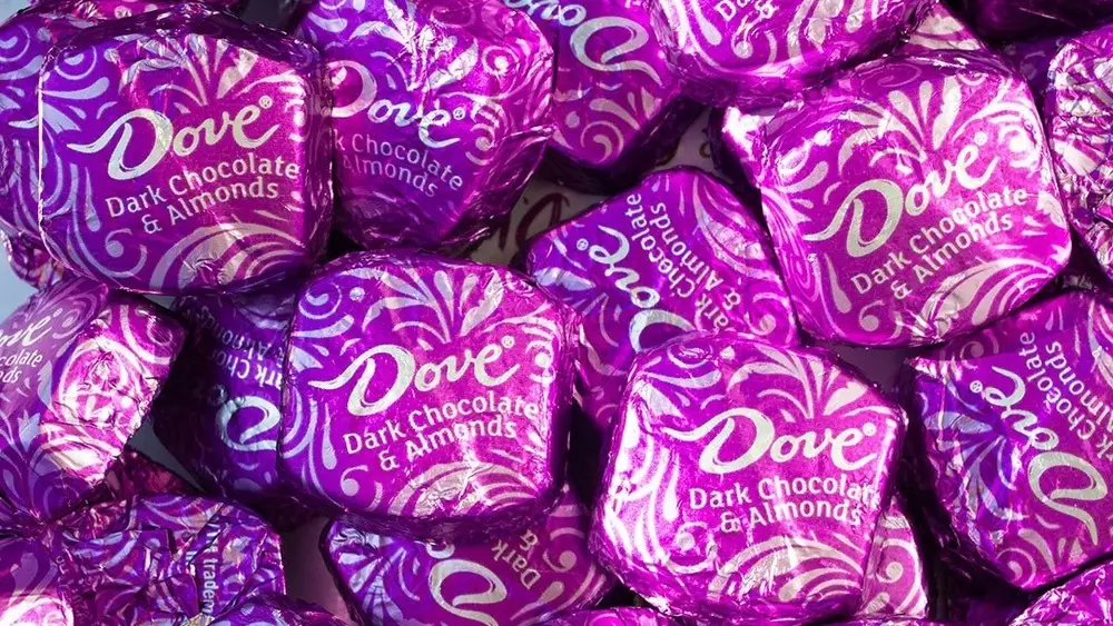 Dove chocolate Promises piled