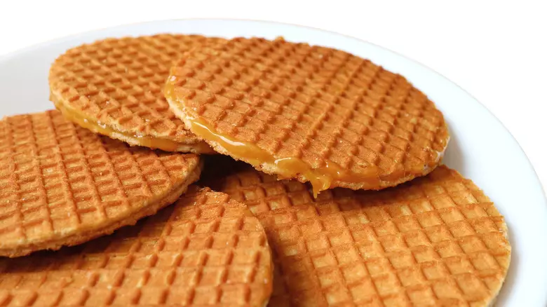 Крупный план печенья Stroopwafel