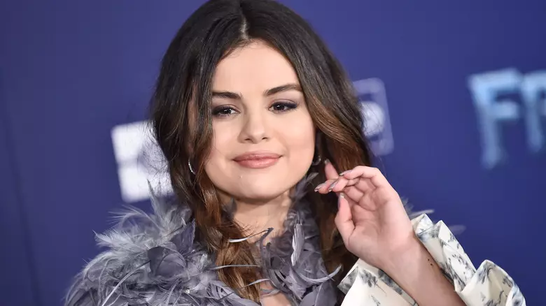 Selena Gomez er með fjaðrir og fléttað hár