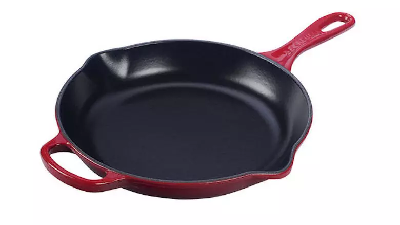 Le Creuset enameled cast iron pan