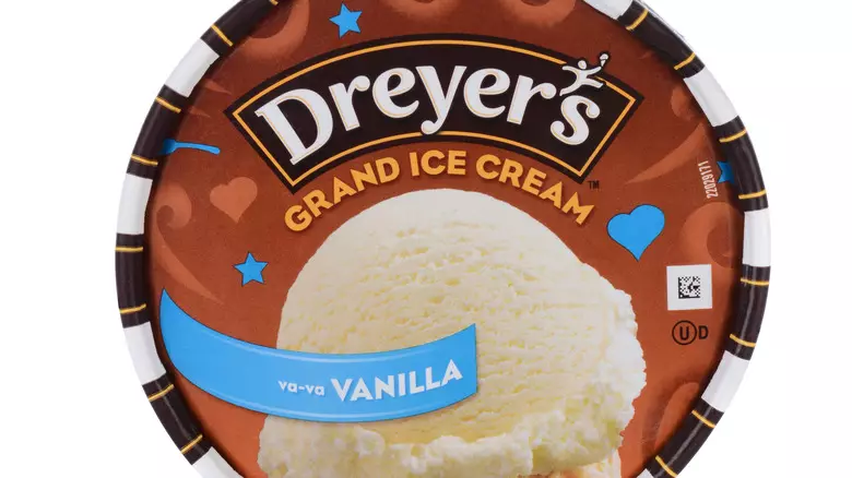 Sab saum toj ntawm Edy's Dryer's vanilla ice cream thawv