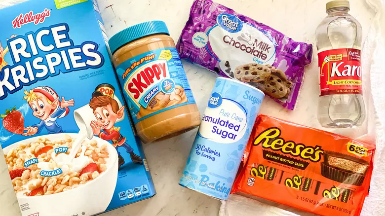 ingredientes para los krispies de reese sin hornear