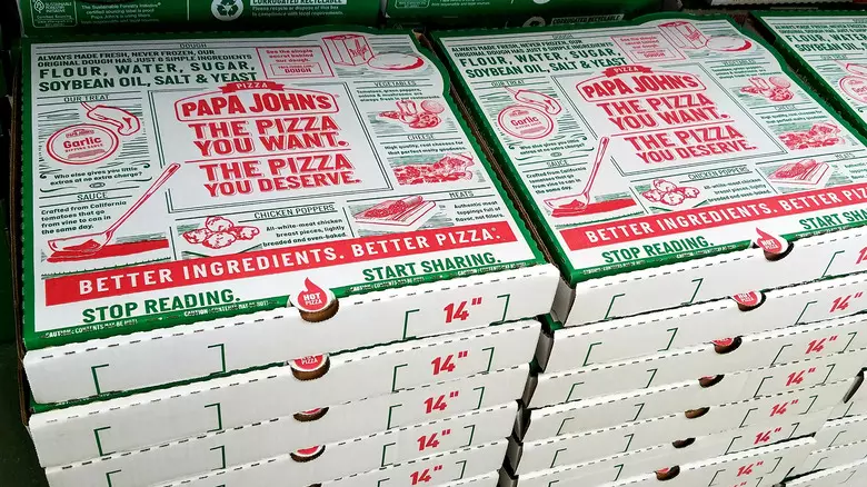 Caixas de entrega de pizza de Papa John's