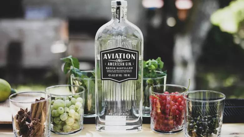 Botlolo ea Aviation American Gin.