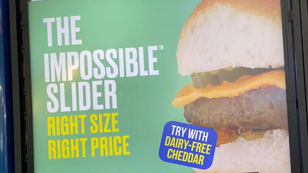 Знак менија за вегански хамбургер Белог замка