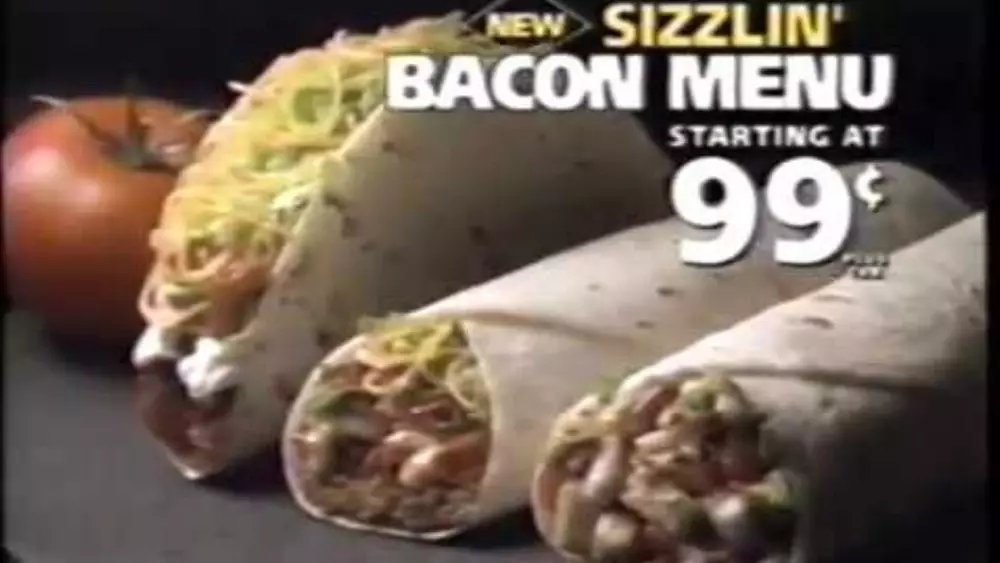 Taco Bell menu hilib doofaar oo leh tacos jilicsan iyo burritos