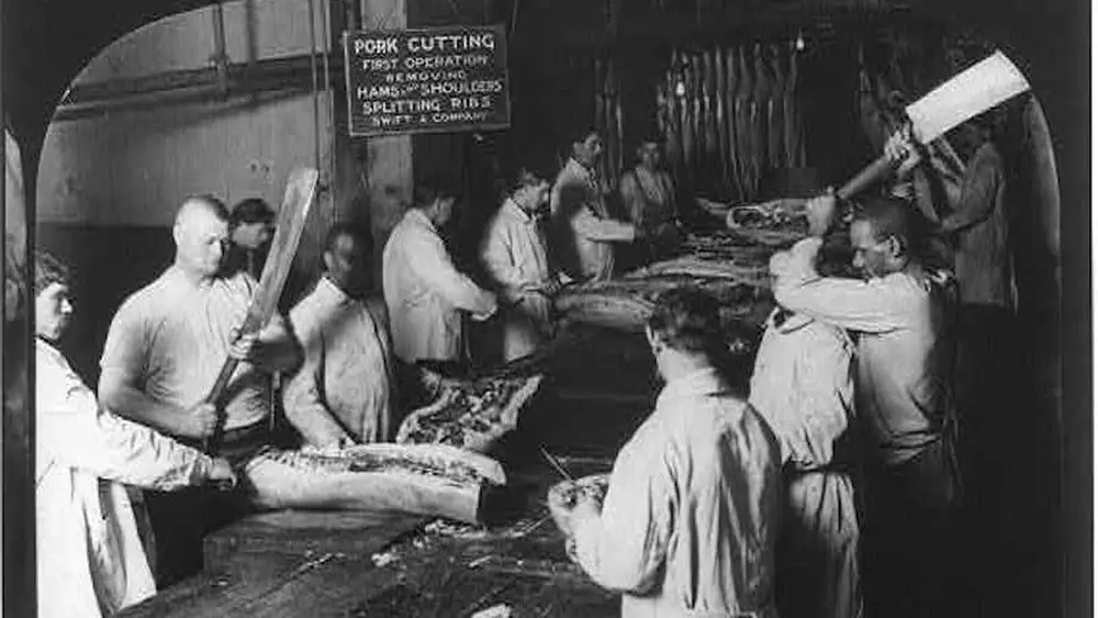 Meatpacking Factory in Chicago circa 1905