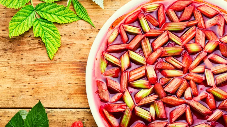 Rhubarb mena amin'ny rano