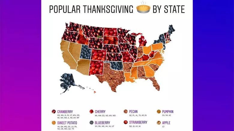 Populární mapa koláčů na Den díkůvzdání