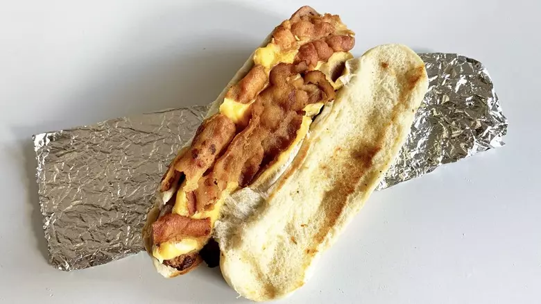 The Five Guys bacon cheese dog