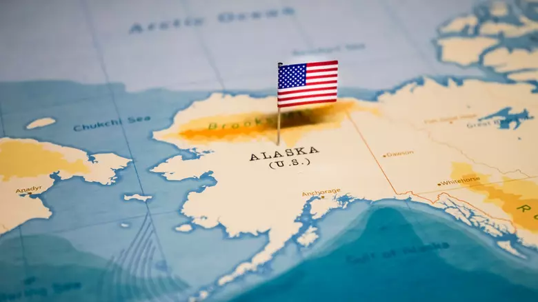 US-Flagge in Alaska auf der Karte