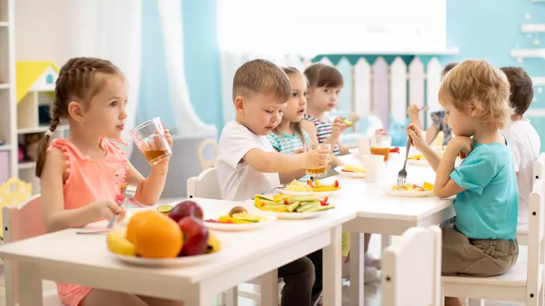 Børn spiser skolefrokost