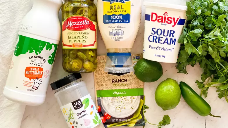 Ingrediensene for en kopi Chuy's Creamy Jalapeño Dip Recipe