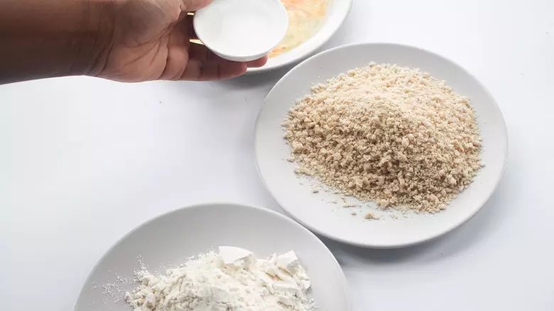 prepping coating foar mozzarella sticks