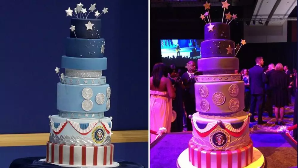 Agatsima ka Duff Goldman (iburyo) ugereranije na cake ya Trump