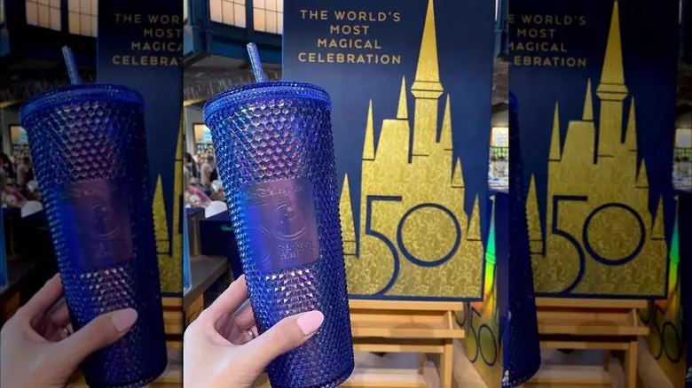 Vaso azul brillante do 50 aniversario de Disney e Starbucks