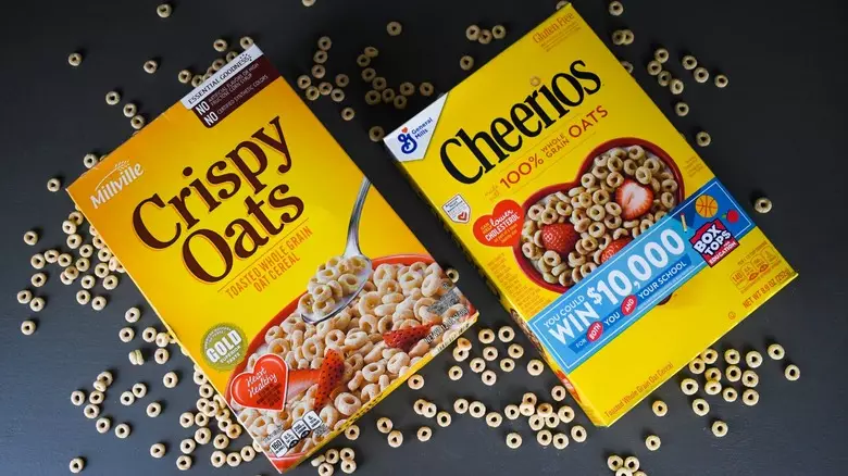 qutiyên zer ên cheerios û cereal oats crispy ji aldi