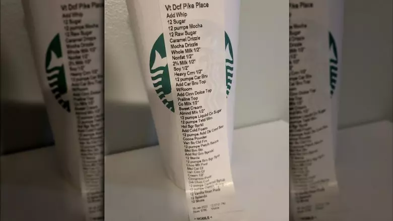 Īpaši garš Starbucks dzērienu pasūtījums