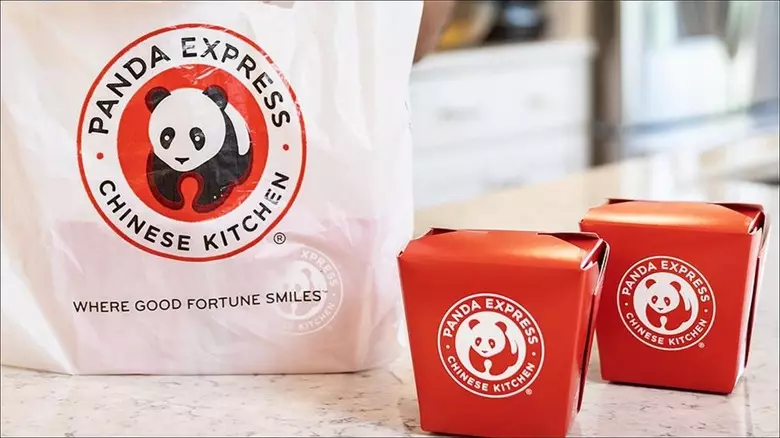 Panda Express пластиковый пакет для еды на вынос и два красных контейнера для еды на вынос