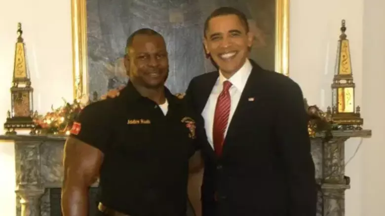 Kokki Andre Rush presidentti Barack Obaman kanssa