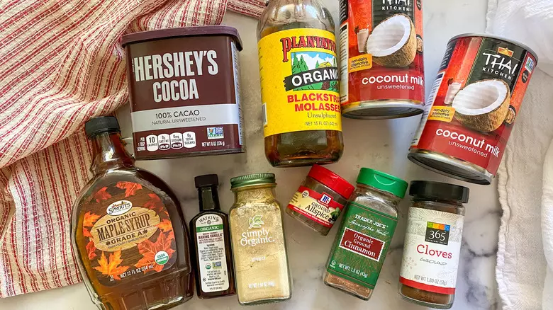 ingredientes de chocolate quente de gengibre