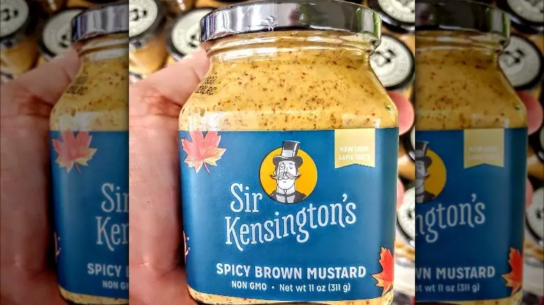 Tarro de mostaza marrón especiada de Sir Kensington