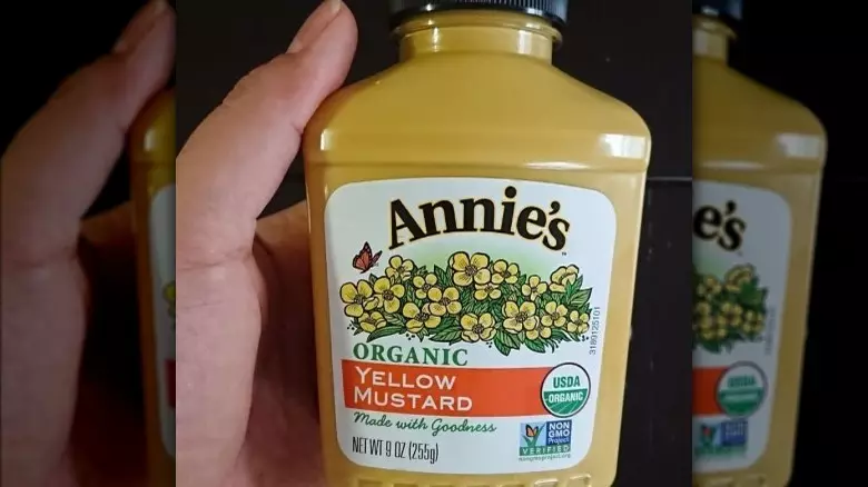 Botella de mostaza amarela orgánica de Annie