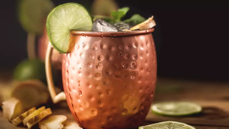 Close-up van een ijskoude Moscow Mule