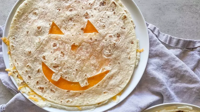 jack-o-lantern quesadilla