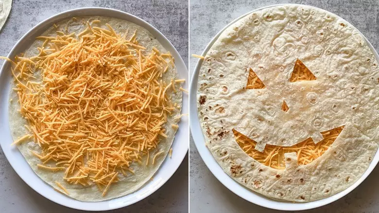 pildītas jack-o'-latern quesadillas