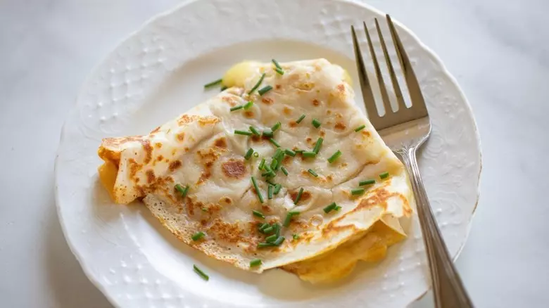 brie-stuffed crepe with chives