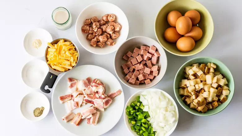 ingrédients de la poêle du petit déjeuner