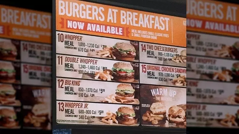 Burger King Ontbijtmenu