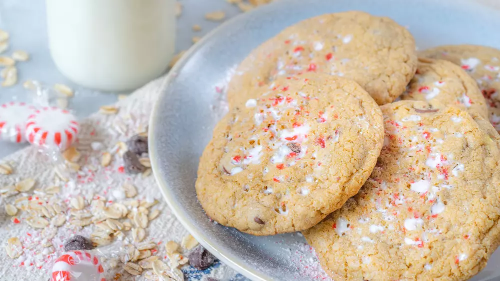 oatmeal Schockela Chip Cookien mat Peffermënz