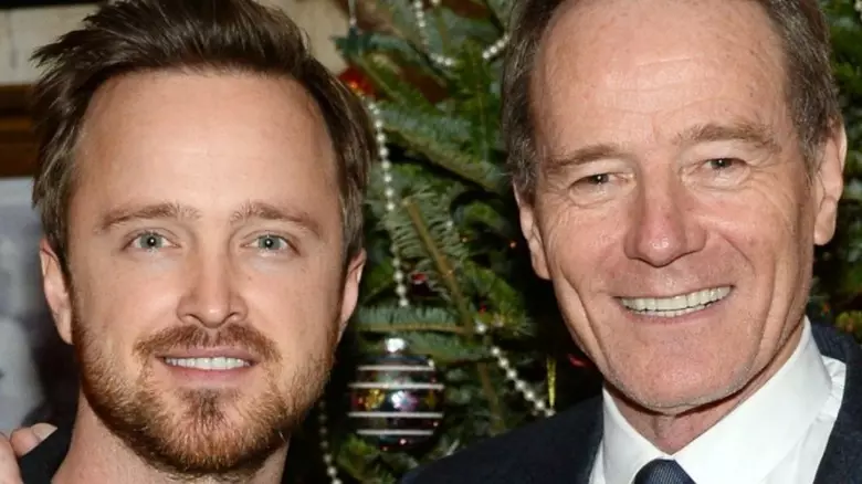 Ffrindiau ac actorion Bryan Cranston ac Aaron Paul