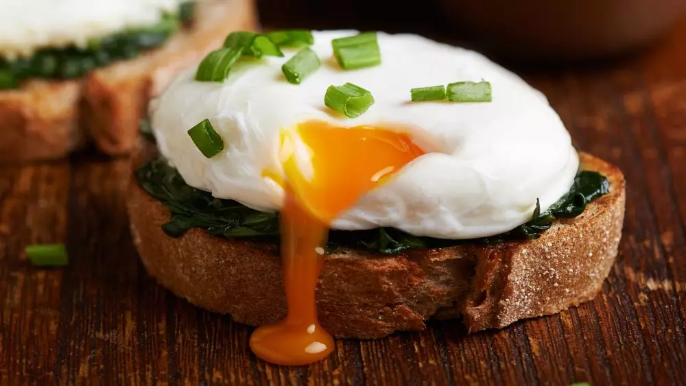 ıspanaklı tost üzerine haşlanmış yumurta