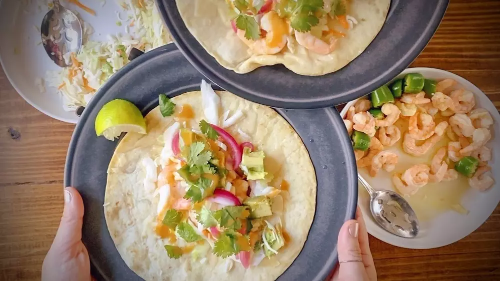 Tacos de camarón para a Super Bowl