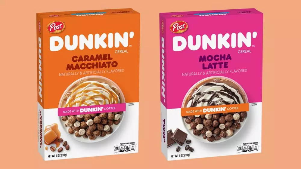 κουτιά με νέα δημητριακά με καφεΐνη Dunkin