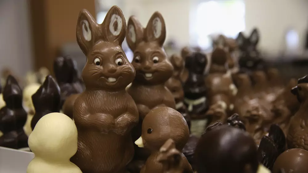 Conejitos y patos de pascua de chocolate