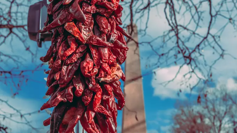 Red chili ristra și obelisc