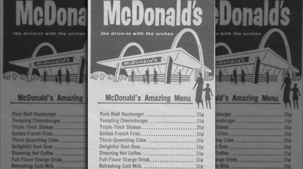 McDonald's menu zaharra