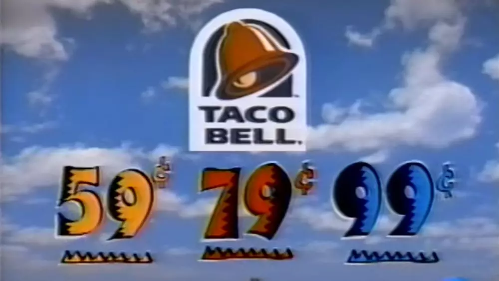 ou taco bell dollar spyskaart kommersiële