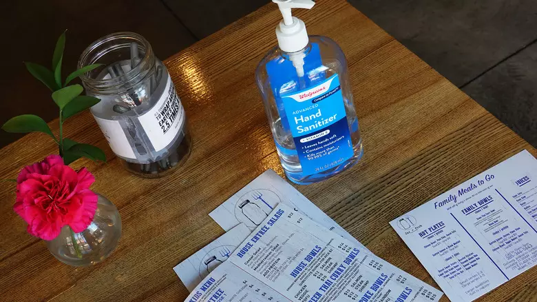 irestaurant menu hand sanitizer