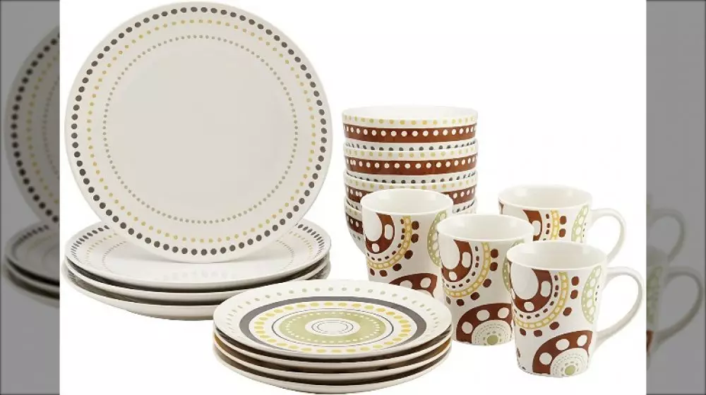 Rachael Ray 58640 Vajvoog Thiab Dots Dinnerware Teeb